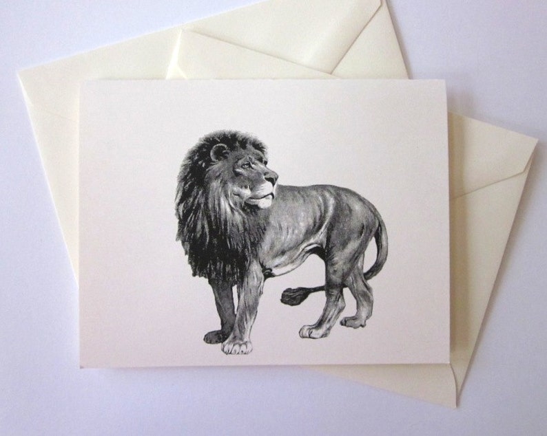 Lion Note Cards Set of 10 With Matching Envelopes - Etsy