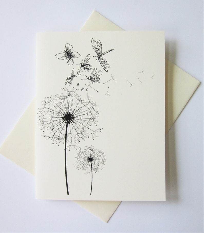 Dandelion Wildflower Flower Note Card Set of 10 - Etsy