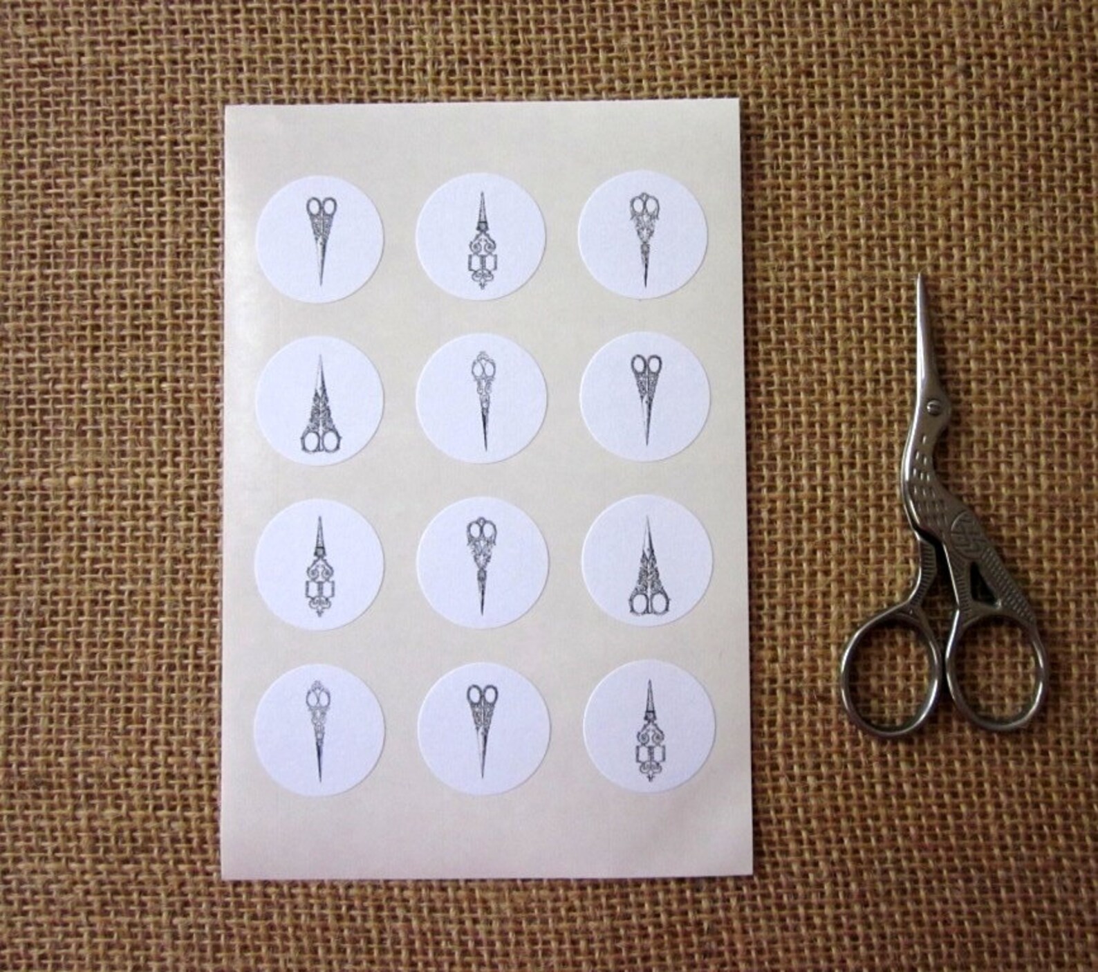 Vintage Scissors Stickers One Inch Round Seals - Etsy