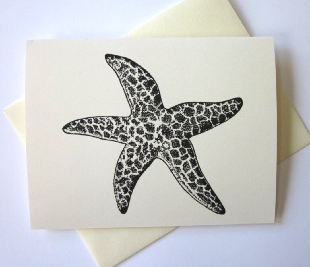 Starfish Note Cards Stationery Set of 10 Cards in White or Light Ivory ...