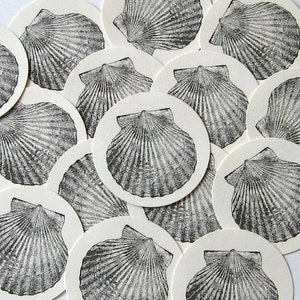 Scalloped Shell Tags Round Gift Tags Set of 10 - Etsy