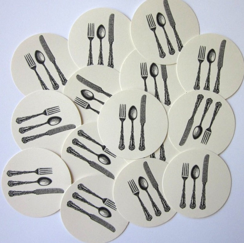 Cutlery Knife Spoon Fork Silverware Tags Round Paper Gift Tags - Etsy