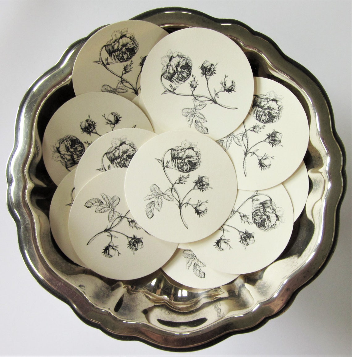 Peony Flower Tags Round Gift Tags Set of 10 - Etsy