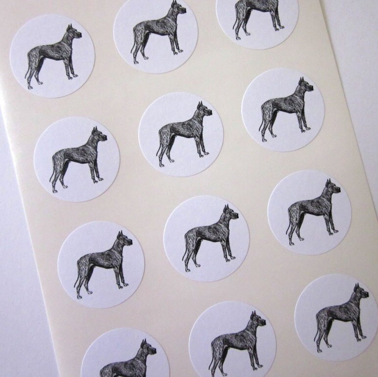 Great Dane Dog Stickers One Inch Round Seals - Etsy