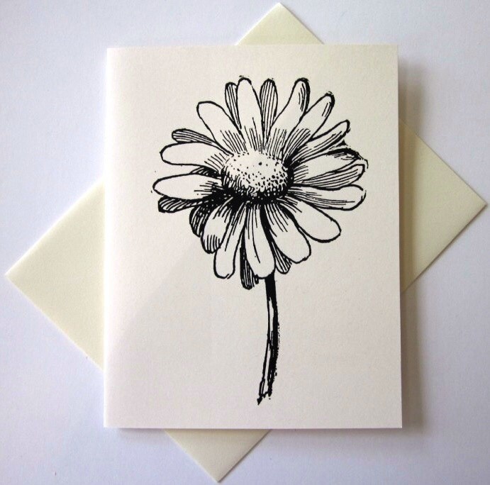Daisy Flower Note Cards Stationery Set of 10 Cards in White or | Etsy