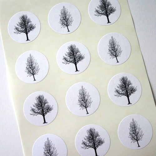Winter Trees Stickers One Inch Round Seals - Etsy