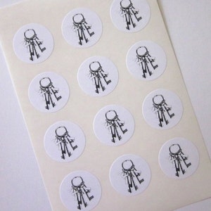 Vintage Key Stickers One Inch Round Seals - Etsy