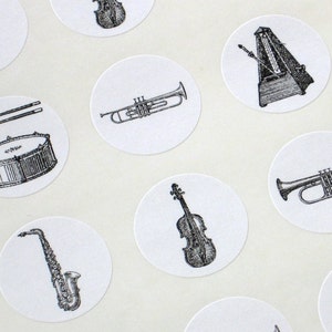 Musical Instruments Stickers One Inch Round Seals - Etsy