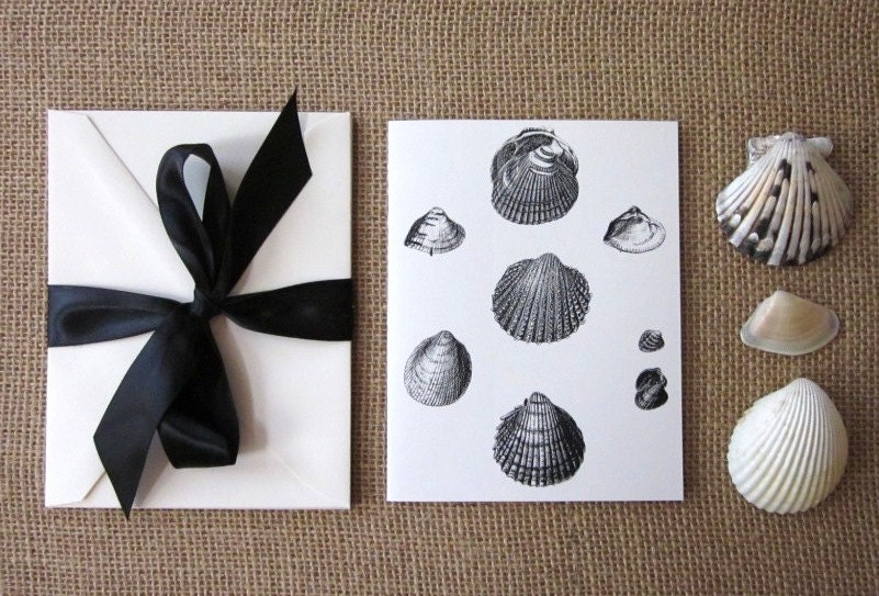 Shell Note Cards Stationery Set of 10 Cards in White or Light - Etsy