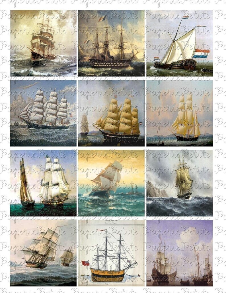 Sailing Ships Digital Download Collage Sheet 2.5 x | Etsy