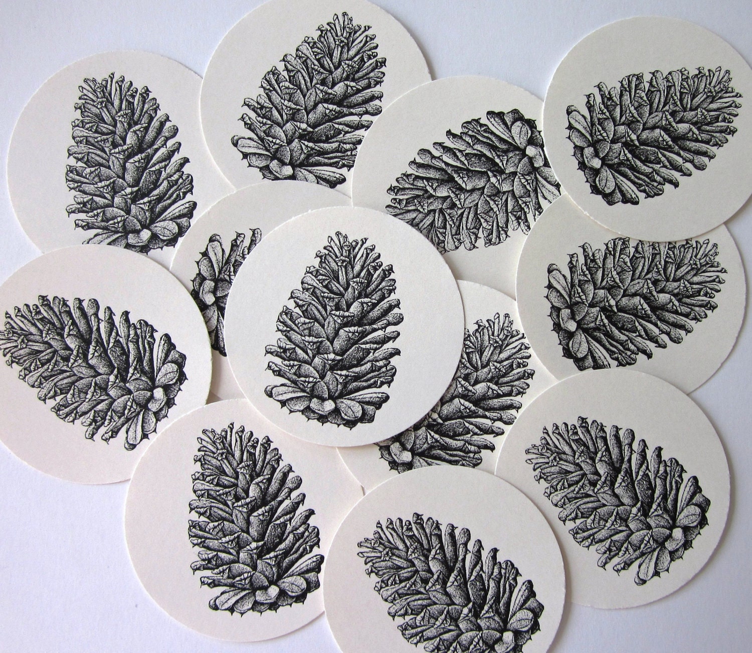 Pine Cone Tags Round Gift Tags Set of 10 | Etsy