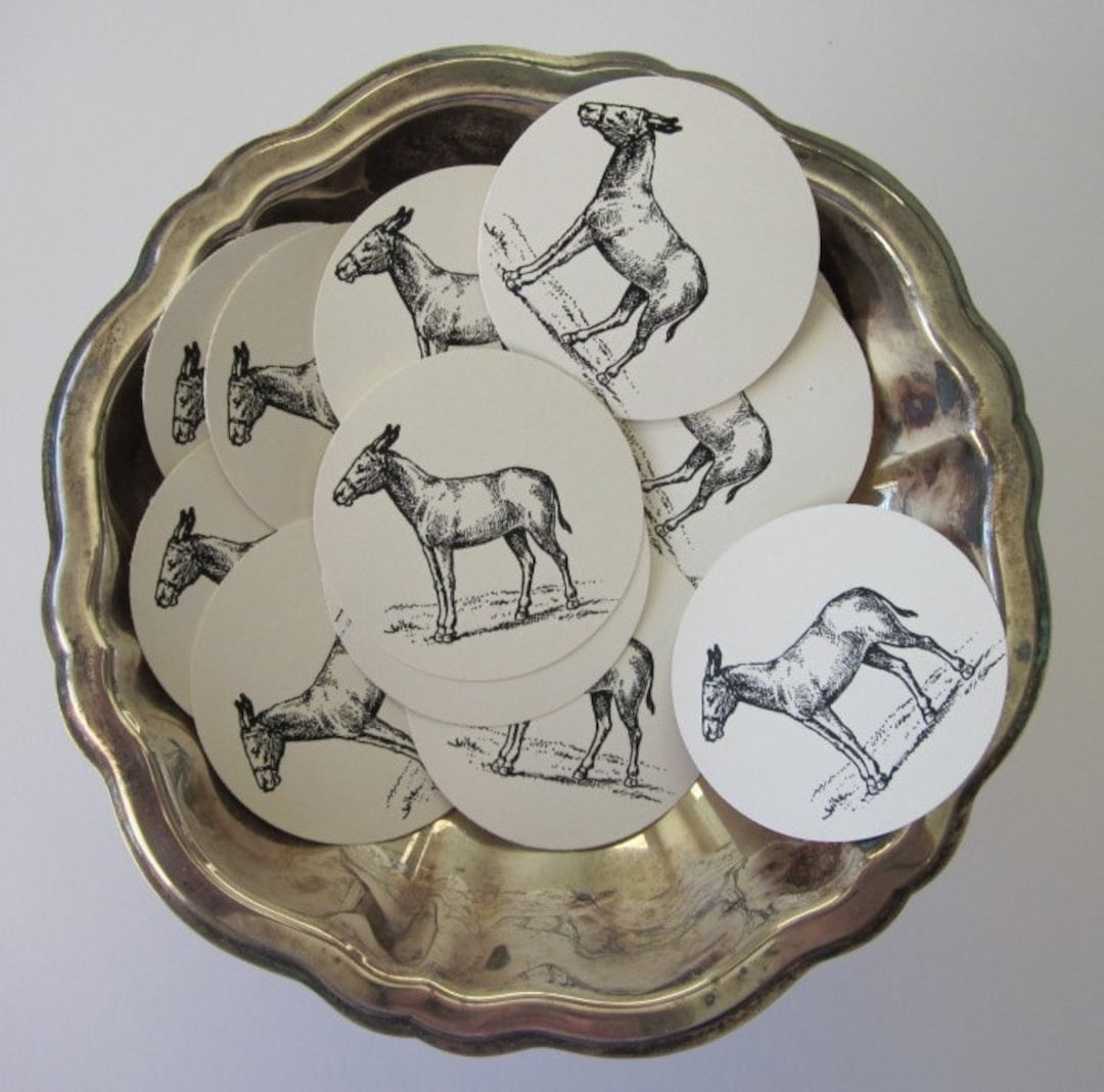 Donkey Burro Tags Round Gift Tags Set of 10 - Etsy