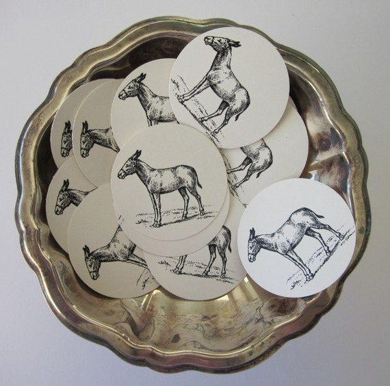 Donkey Burro Tags Round Gift Tags Set of 10 | Etsy