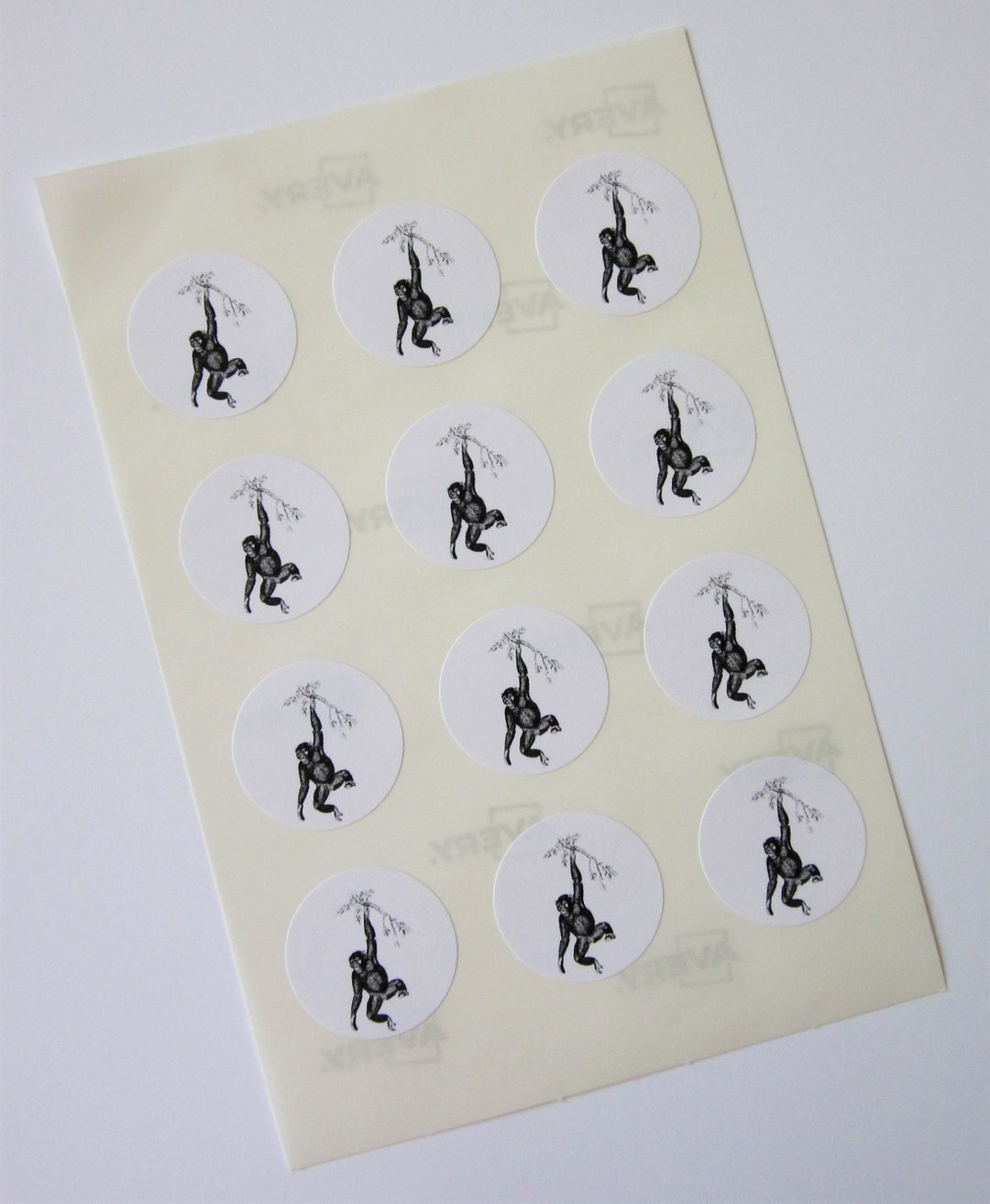 Chimpanzee Chimp Stickers One Inch Round Seals - Etsy