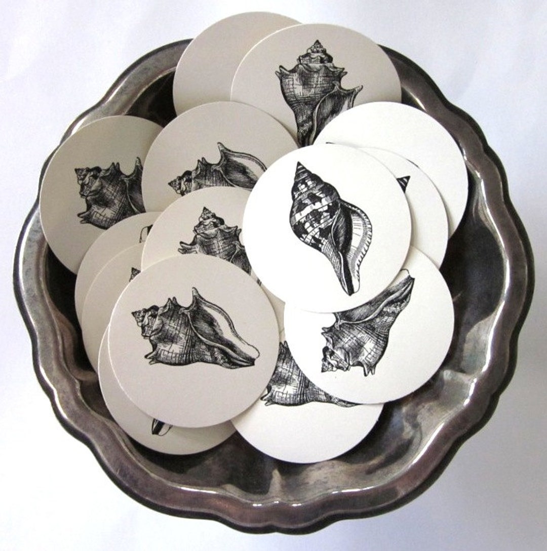 Conch Shell Tags Round Paper Gift Tags Set of 10 - Etsy