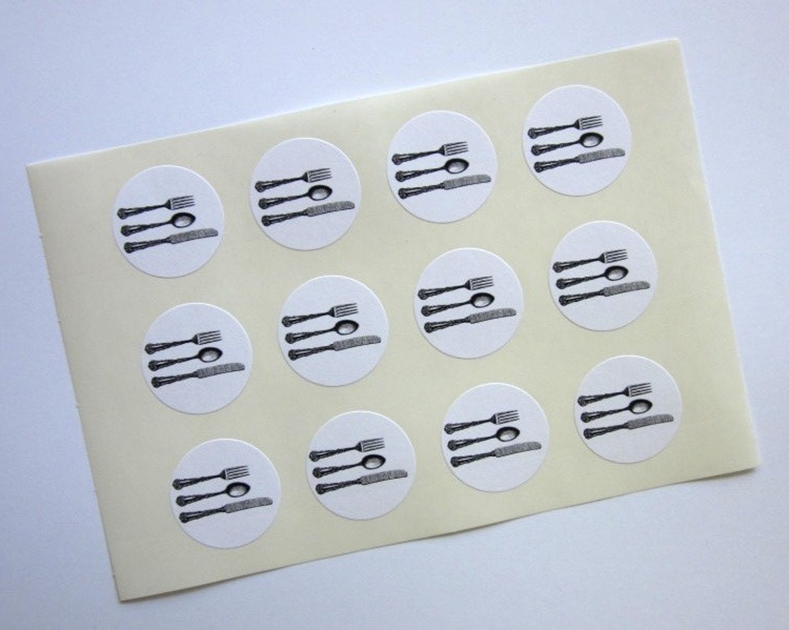 Cutlery Knife Spoon Fork Silverware Stickers One Inch Round Seals - Etsy