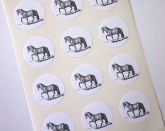 Black Horse Stickers One Inch Round Seals - Etsy