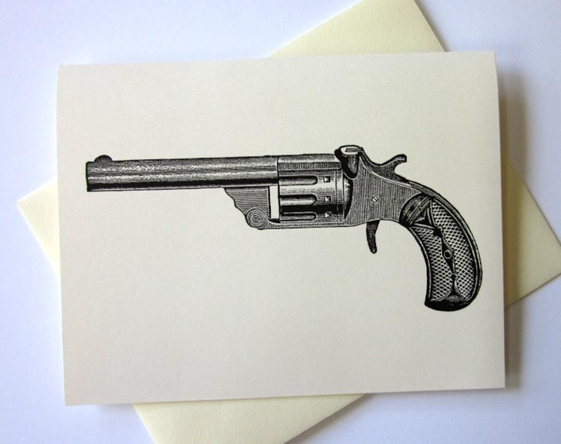 Gun Note Cards Stationery Set of 10 Cards in White or Light - Etsy
