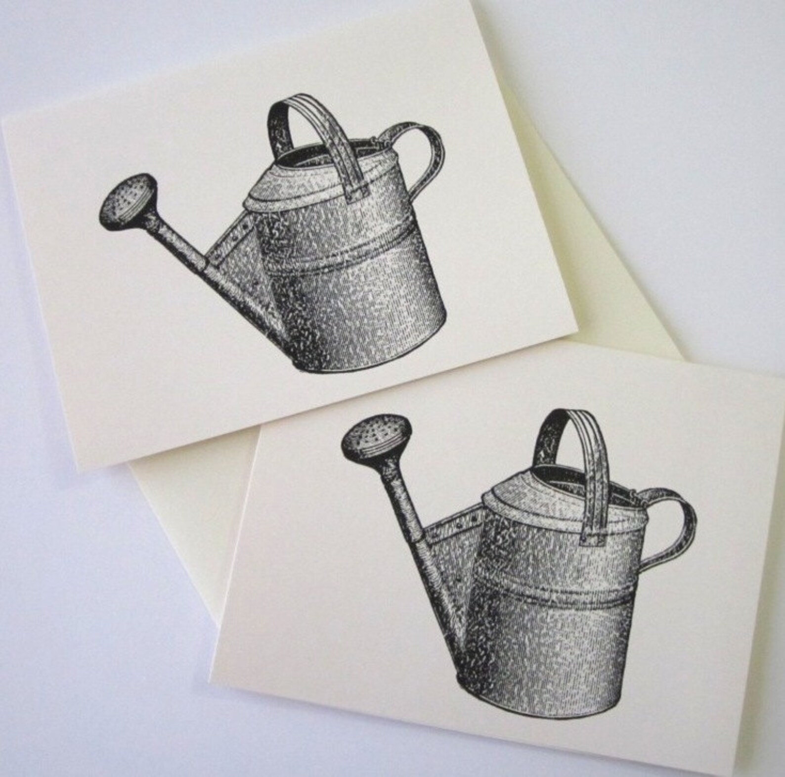 Watering Can Note Cards Stationery Set of 10 Cards in White or Light ...