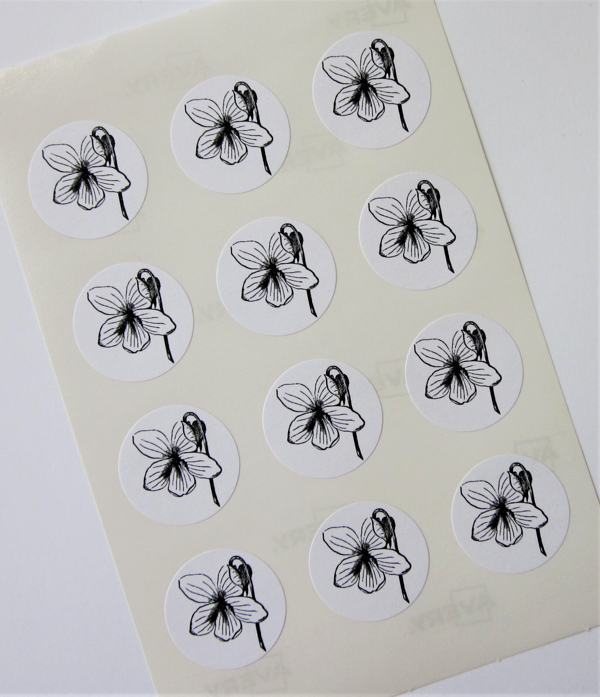 Violet Flower Stickers One Inch Round Seals - Etsy