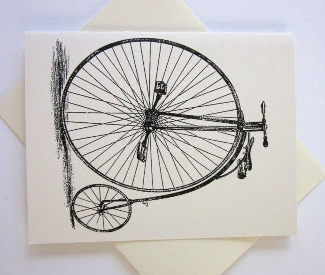 Penny Farthing Bicycle Note Cards Stationery Set of 10 Cards in White ...