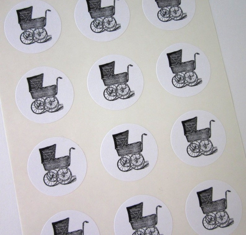 Vintage Baby Carriage Pram Stickers One Inch Round Seals - Etsy
