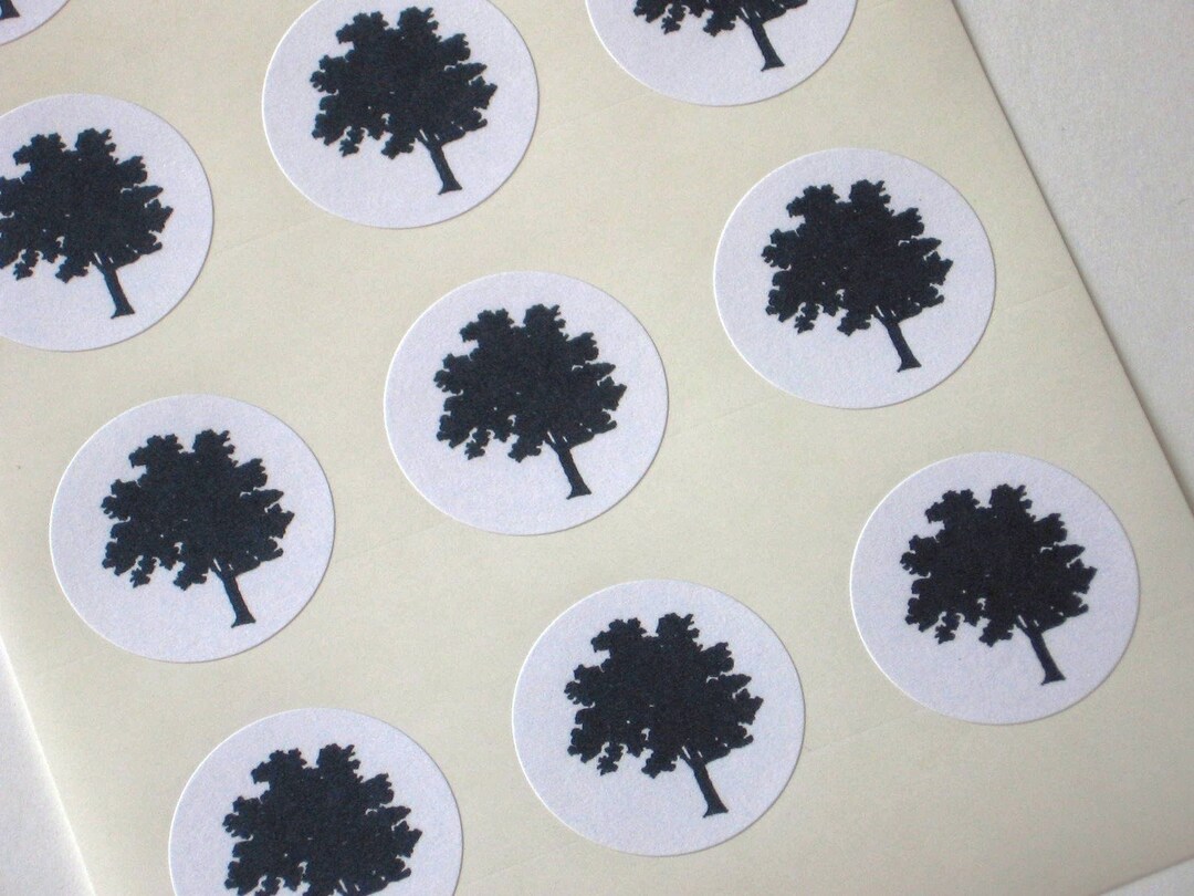 Tree Silhouette Stickers One Inch Round Seals - Etsy