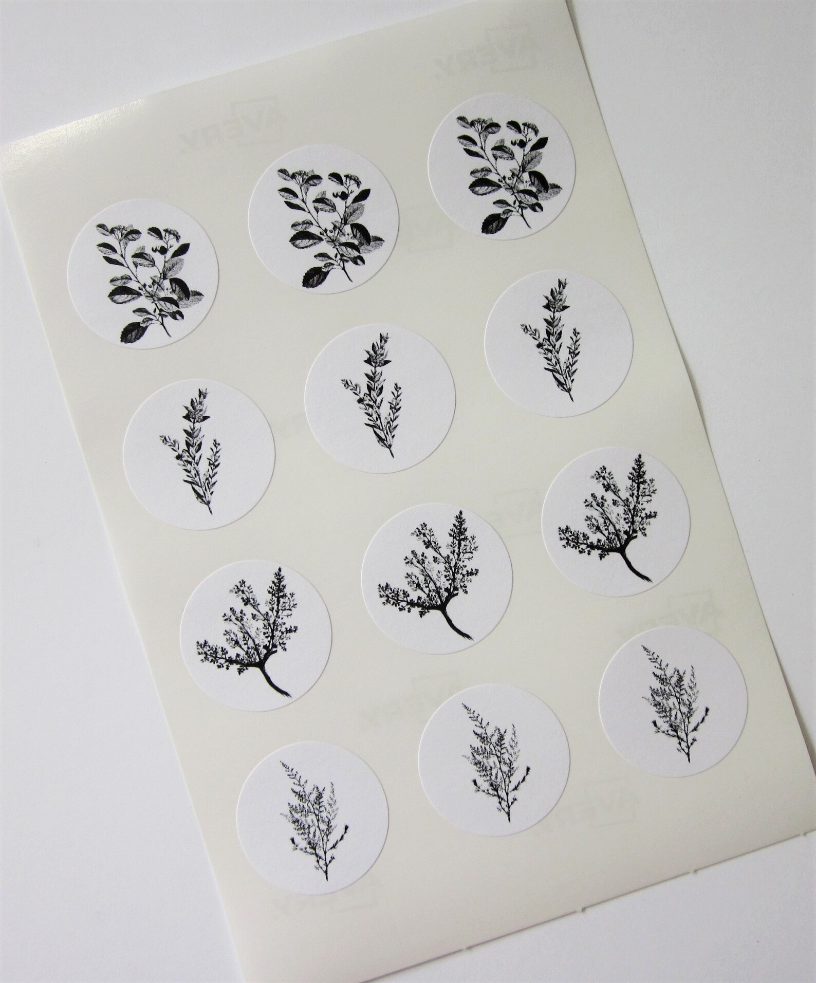Botanical Branch Stickers One Inch Round Seals - Etsy