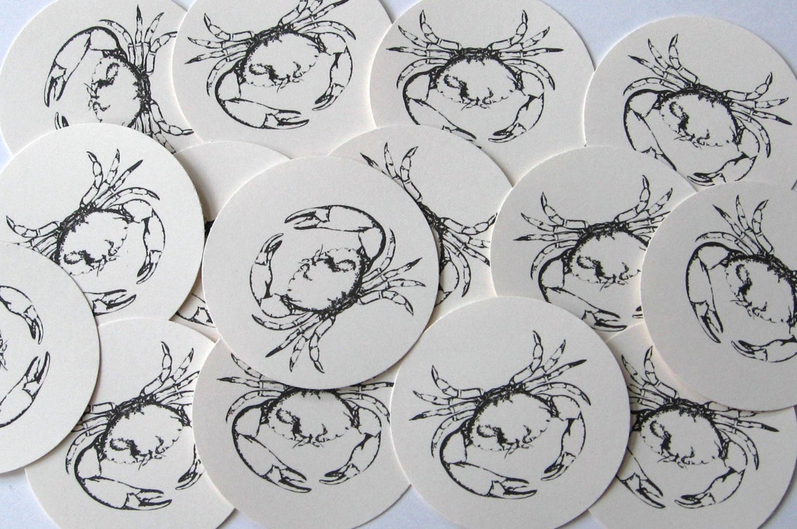 Crab Tags Set of 10 Round Paper Gift Tags - Etsy