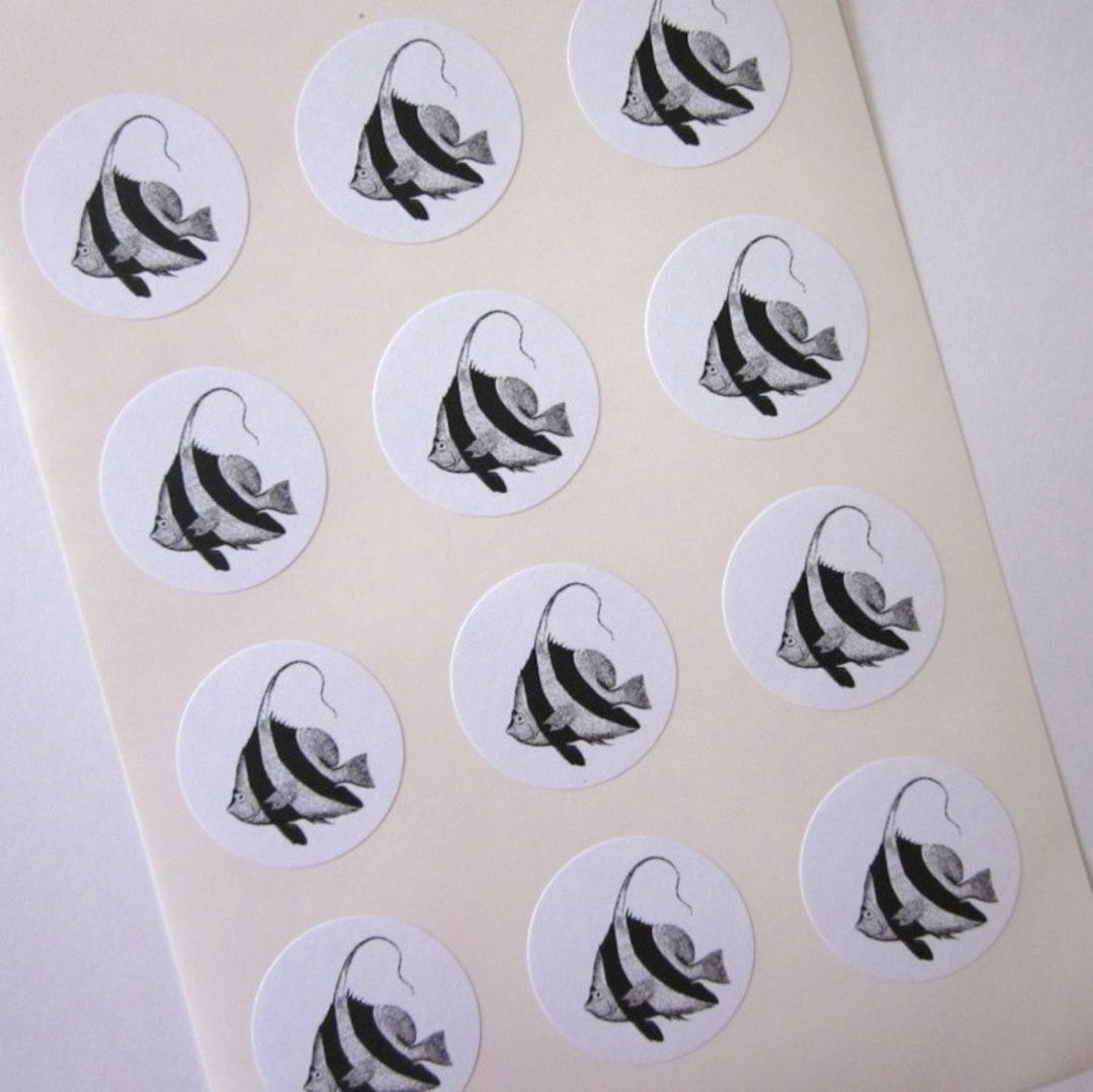 Angel Fish Stickers One Inch Round Seals - Etsy