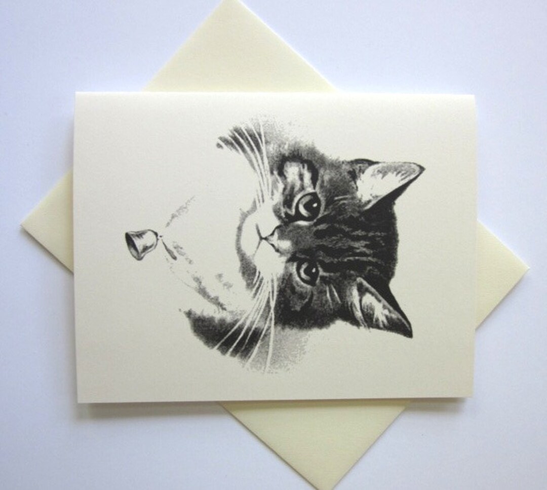 Kitten Cat Note Cards Stationery Set of 10 Cards in White or Light ...