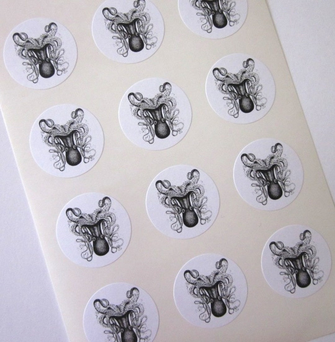 Octopus Stickers One Inch Round Seals - Etsy
