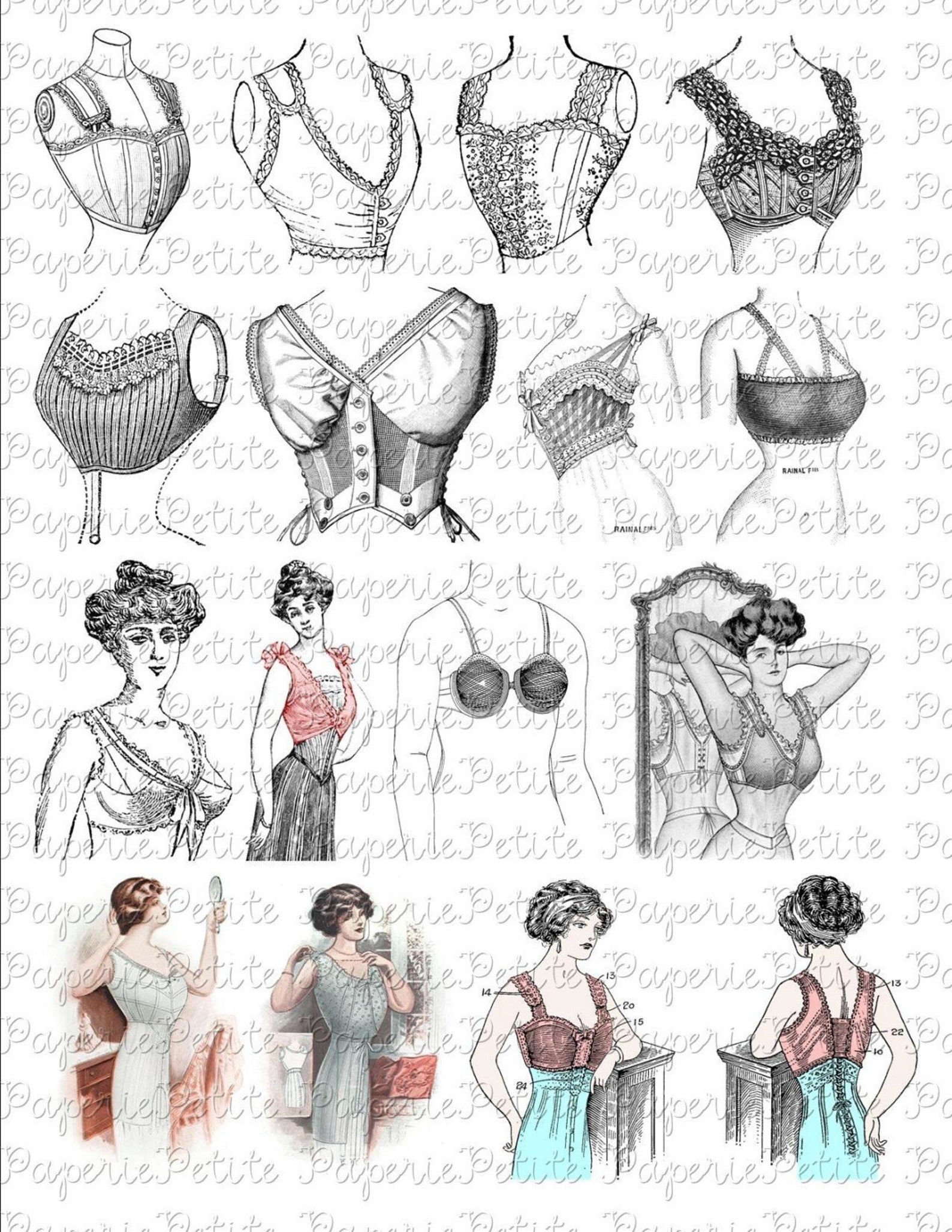 History Of Brassieres Digital Download Collage Sheet Etsy