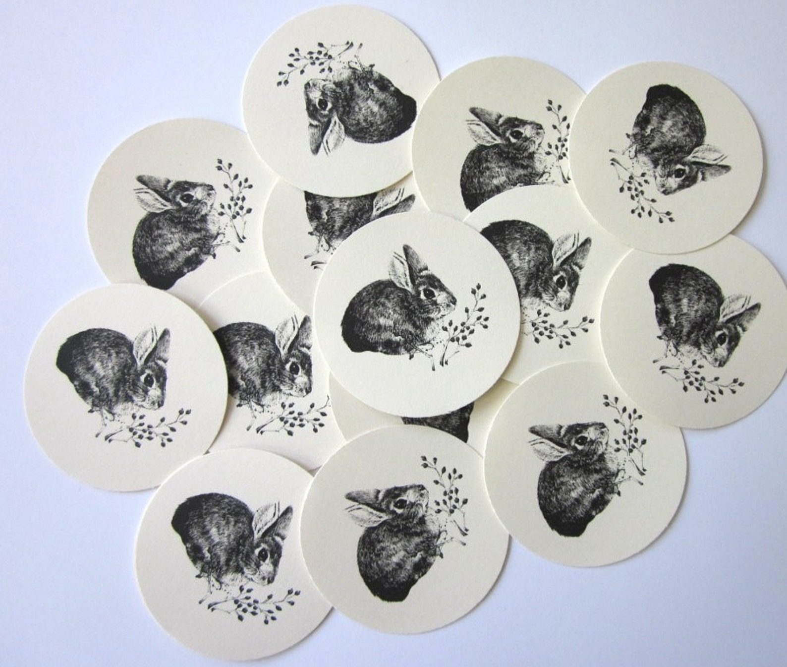 Rabbit Bunny Tags Round Paper Gift Tags Set of 10 | Etsy