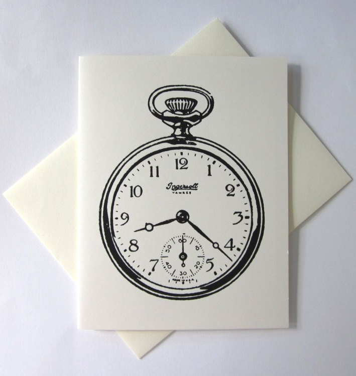 Pocket Watch Note Cards Stationery Set of 10 Cards in White or | Etsy