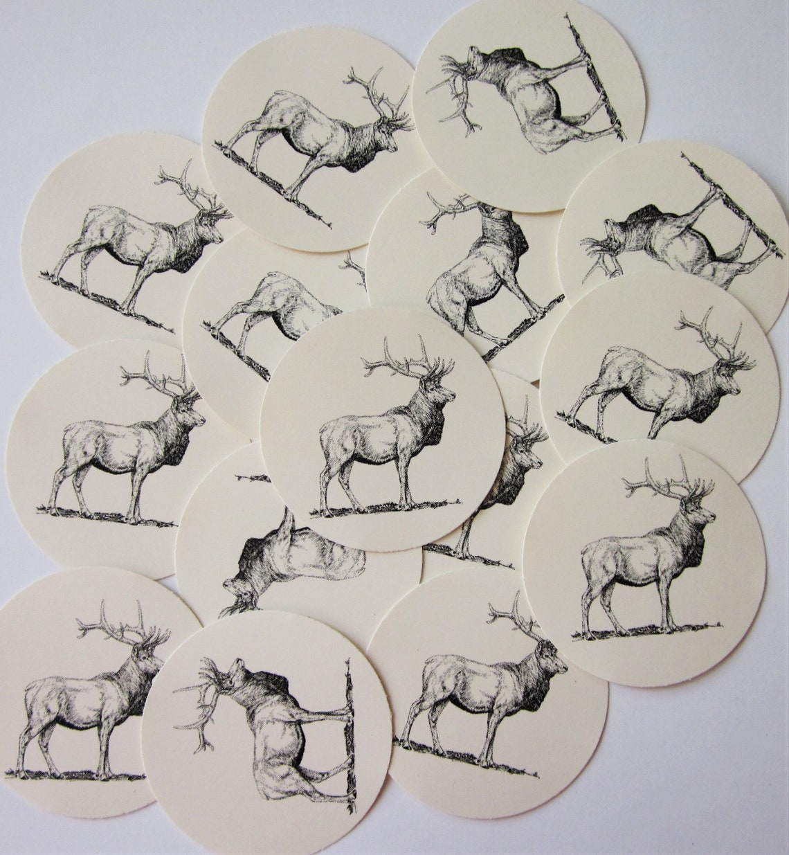 Elk Deer Tags Round Gift Tags Set of 10 - Etsy