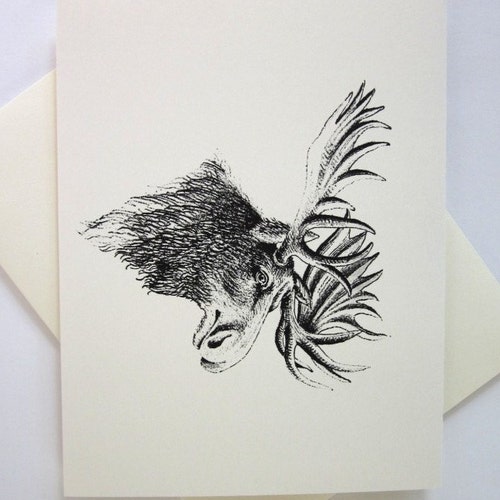 Moose Note Cards Stationery Set of 10 Cards With Matching - Etsy