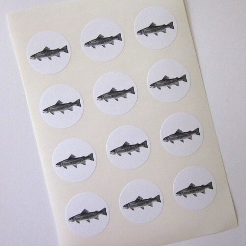 Fish Trout Stickers One Inch Round Seals | Etsy