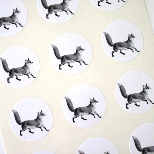 Fox Stickers One Inch Round Seals - Etsy