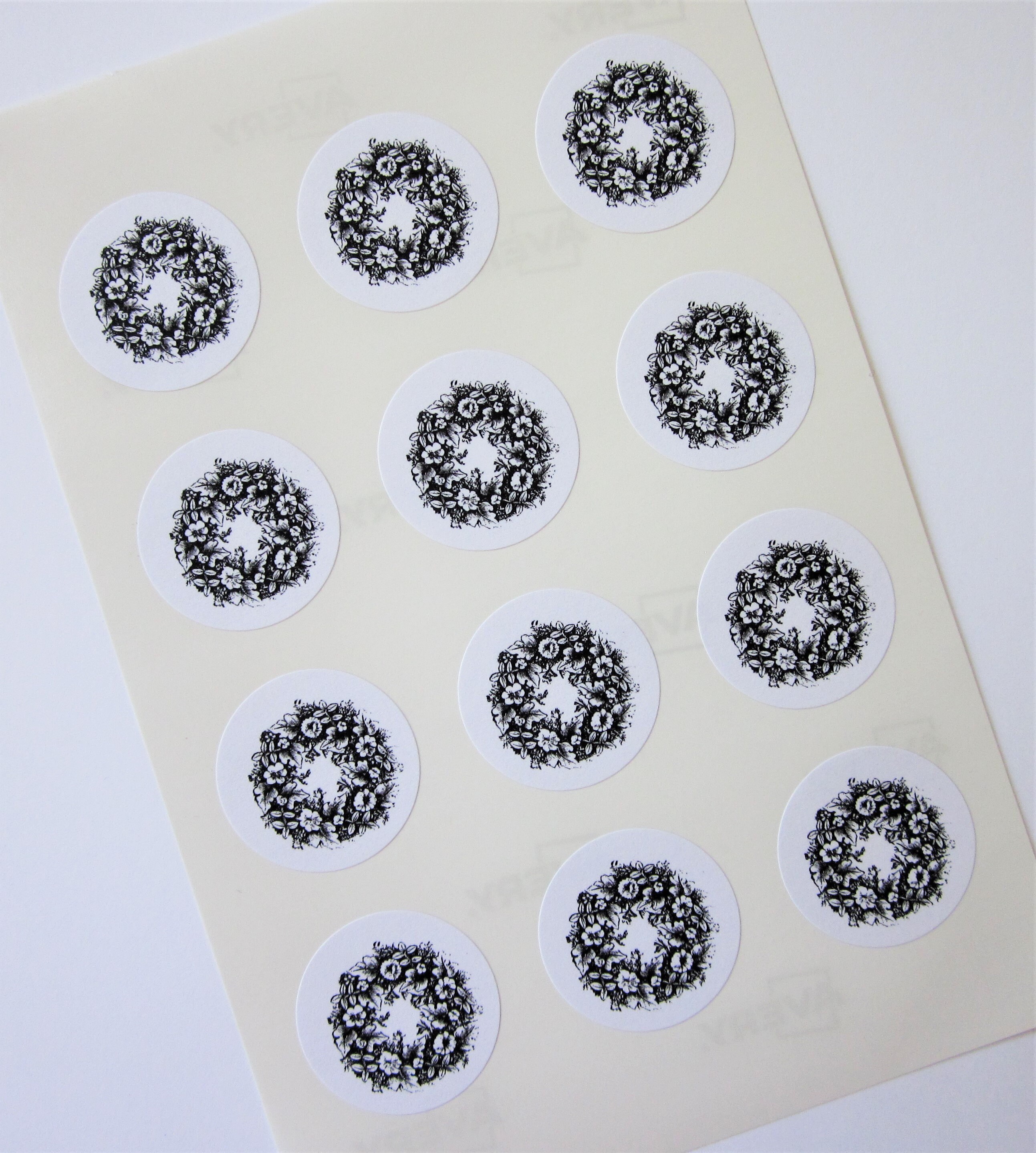 Floral Wreath Stickers One Inch Round Seals | Etsy