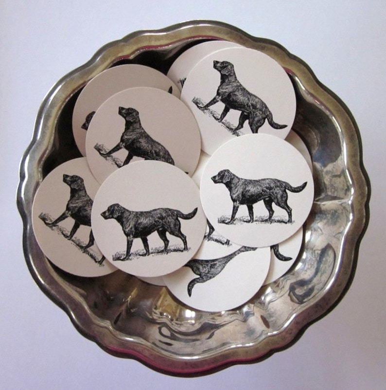 Black Labrador Retriever Dog Tags Round Paper Gift Tags Set of - Etsy