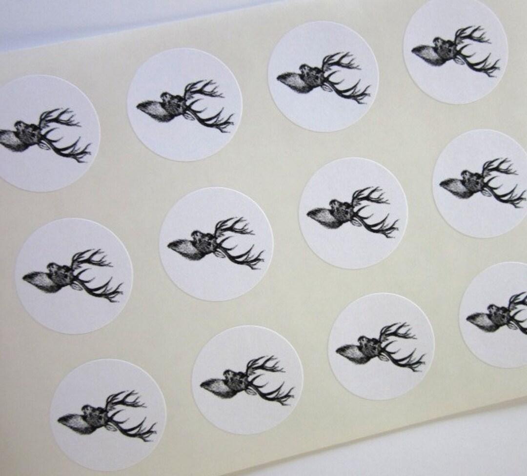 Deer With Antlers Stickers One Inch Round Seals - Etsy