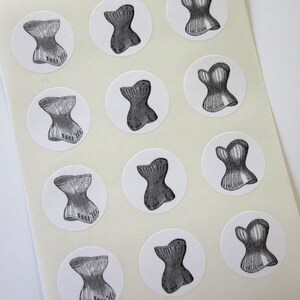 Vintage Corset Stickers One Inch Round Seals - Etsy