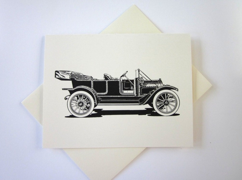 Vintage Car Note Cards Stationery Set of 10 Cards in White or Light ...