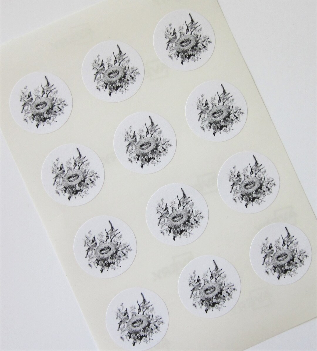 Bird Nest Stickers One Inch Round Seals - Etsy