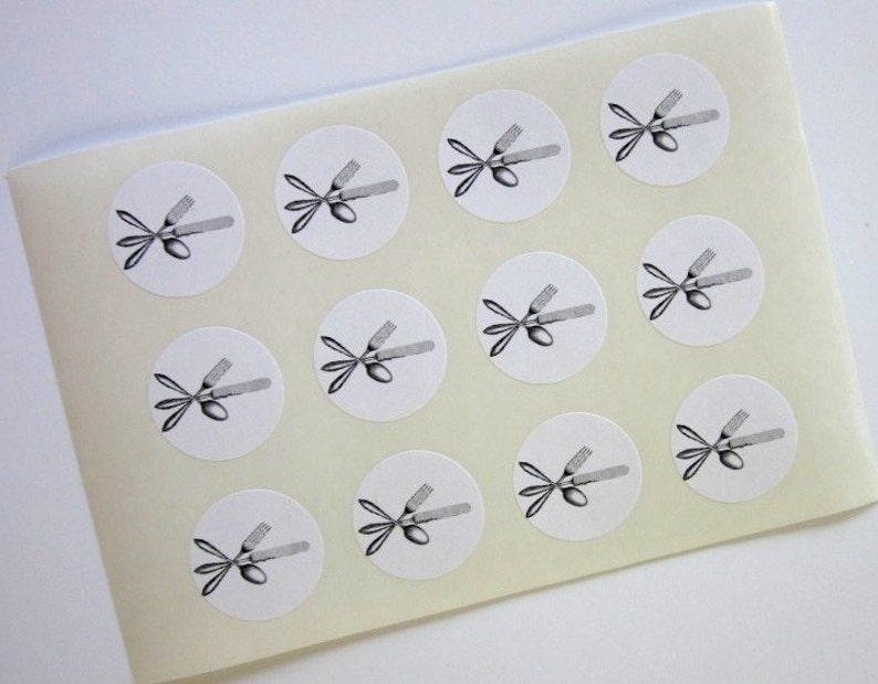 Flatware Knife Spoon Fork Stickers One Inch Round Seals - Etsy