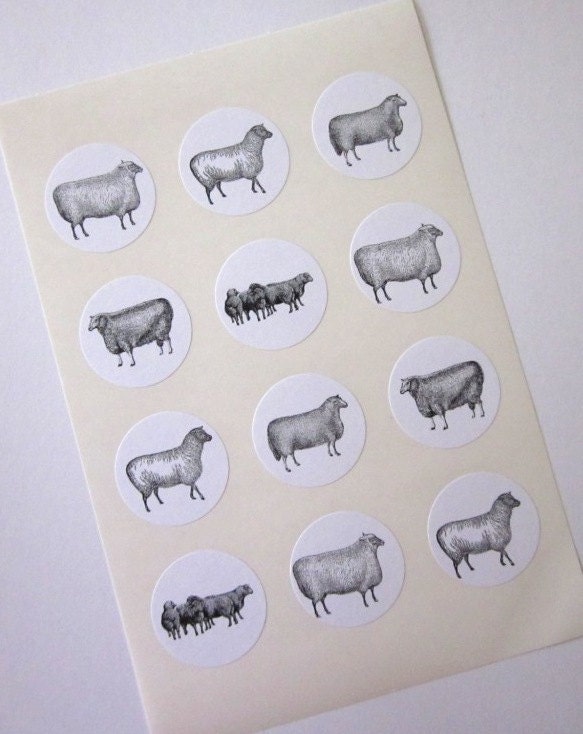 Sheep Lamb Stickers One Inch Round Seals - Etsy