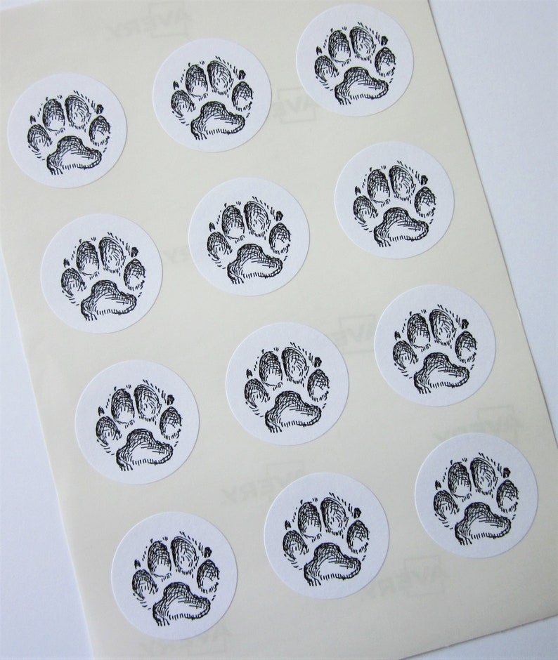 Paw Print Animal Tracks Stickers One Inch Round Seals | Etsy