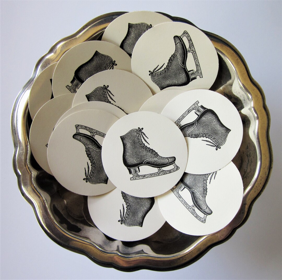 Ice Skate Tags Round Gift Tags Set of 10 - Etsy