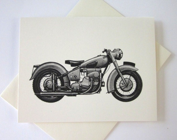 Motorcycle Note Cards Stationery Set of 10 Cards in White or Light ...